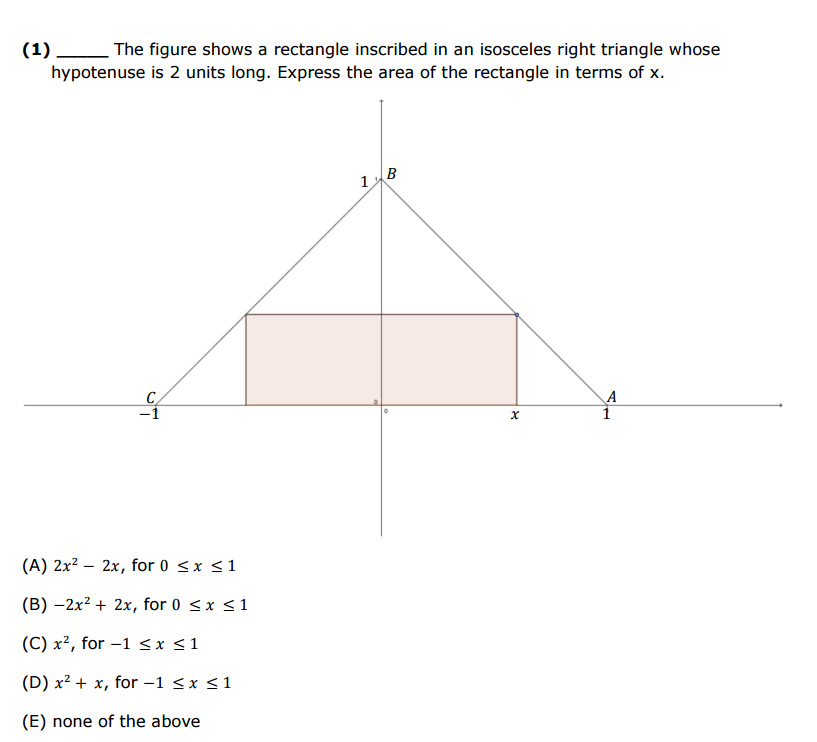 Solved (1) ﻿The figure shows a rectangle inscribed in an | Chegg.com