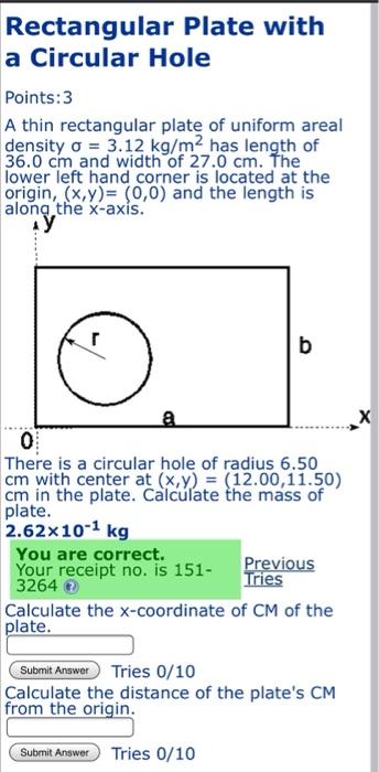 Solved Rectangular Plate with a Circular Hole Points: 3 A | Chegg.com