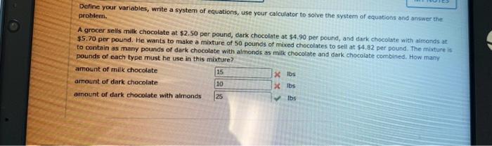 Solved Define your variables, write a system of equations, | Chegg.com