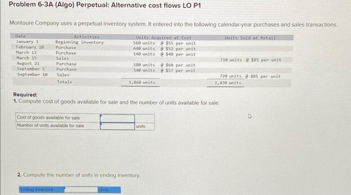 Solved Problem 6-3A (Algo) Perpetual: Alternative cost flows | Chegg.com