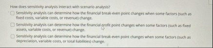 Solved How does sensitivity analysis interact with scenario | Chegg.com