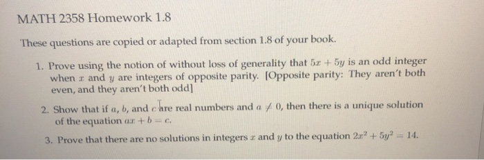 Solved MATH 2358 Homework 1.8 These questions are copied or | Chegg.com