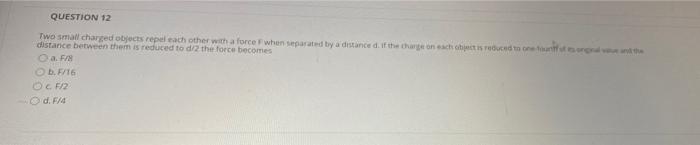 Solved QUESTION 12 Two small charged objects repel each | Chegg.com