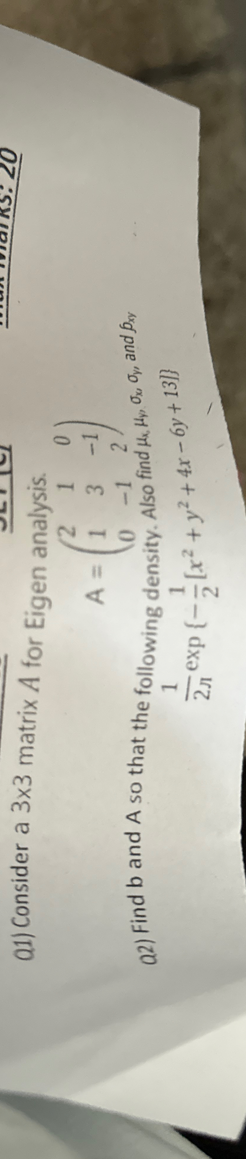 Solved Q1) ﻿Consider a 3×3 ﻿matrix A for Eigen | Chegg.com