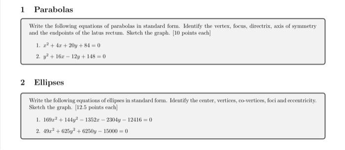 Solved Write the following equations of parabolas in | Chegg.com