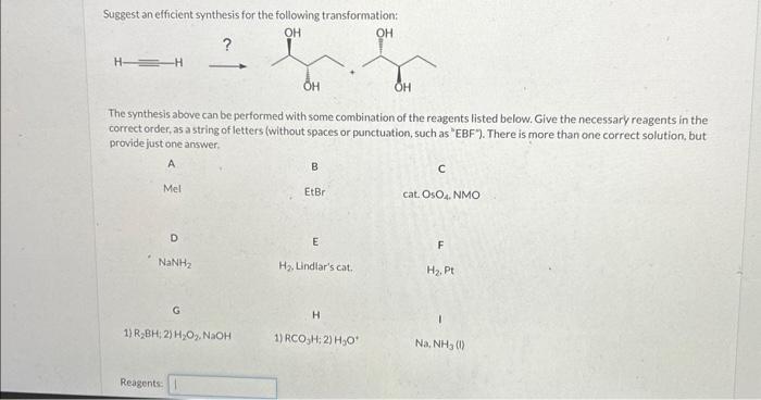 Solved Suggest an efficient synthesis for the following | Chegg.com