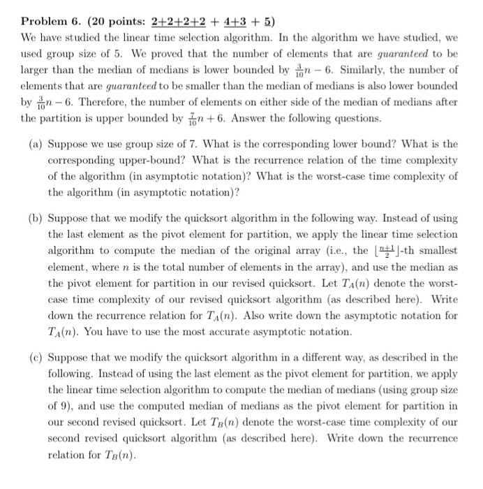 Problem 6. (20 points: 2+2+2+2 +4+3 + 5) We have | Chegg.com