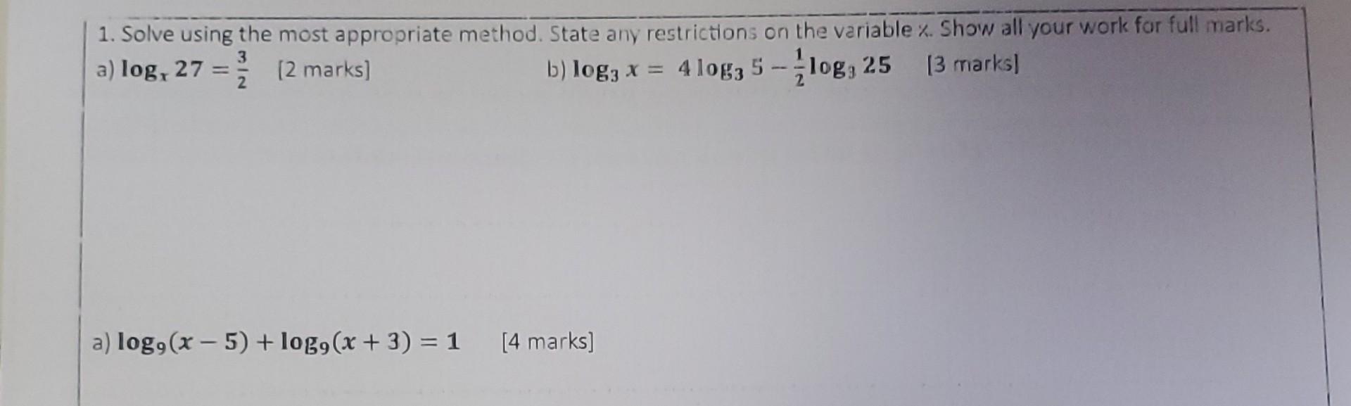 Solved Solve Using A The Most Appropriate Method State Any Chegg
