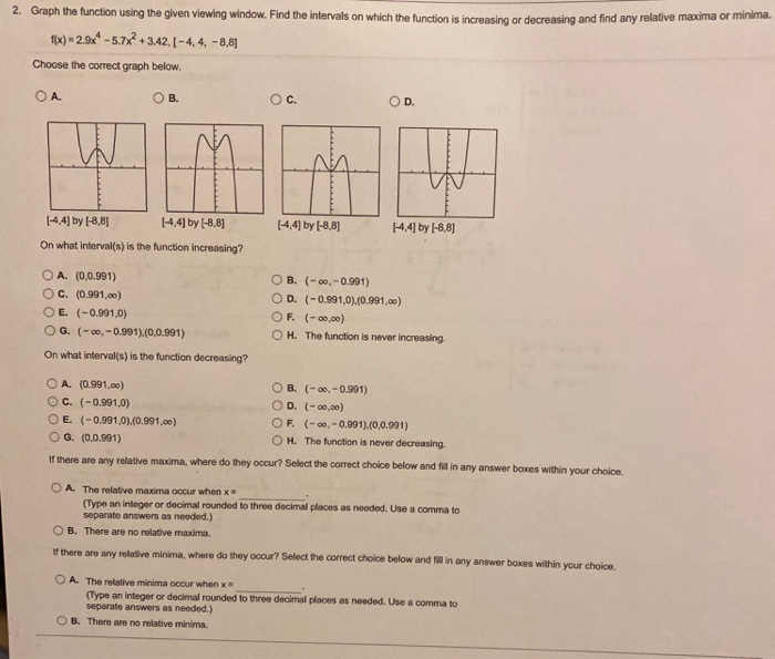 Solved 2. Graph the function using the given viewing window. | Chegg.com