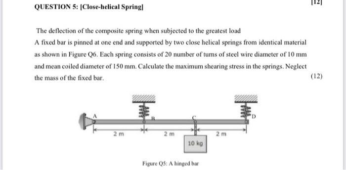 Solved [12] QUESTION 5: Close-helical Spring The deflection | Chegg.com