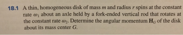Solved 18.1 A thin, homogeneous disk of mass m and radius r | Chegg.com