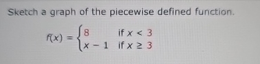 Solved Sketch a graph of the piecewise defined | Chegg.com
