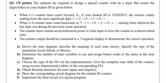 Solved Q2. (70 points) The students are required to design a | Chegg.com