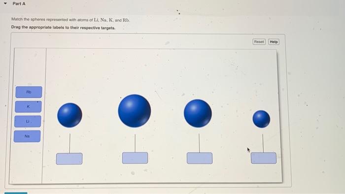 Solved Part A . Match the spheres represented with atoms of | Chegg.com