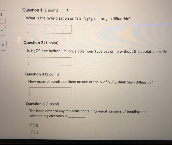 Solved Question 1 (1 point) What is the hybridization on N | Chegg.com