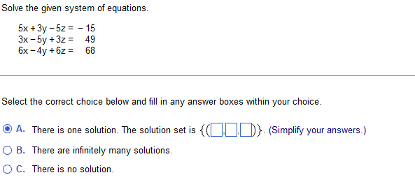 Solved Solve the given system of | Chegg.com