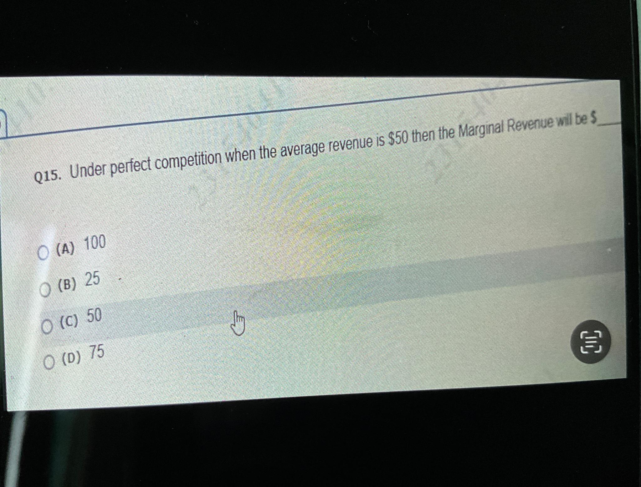 Solved Q15. ﻿Under perfect competition when the average | Chegg.com