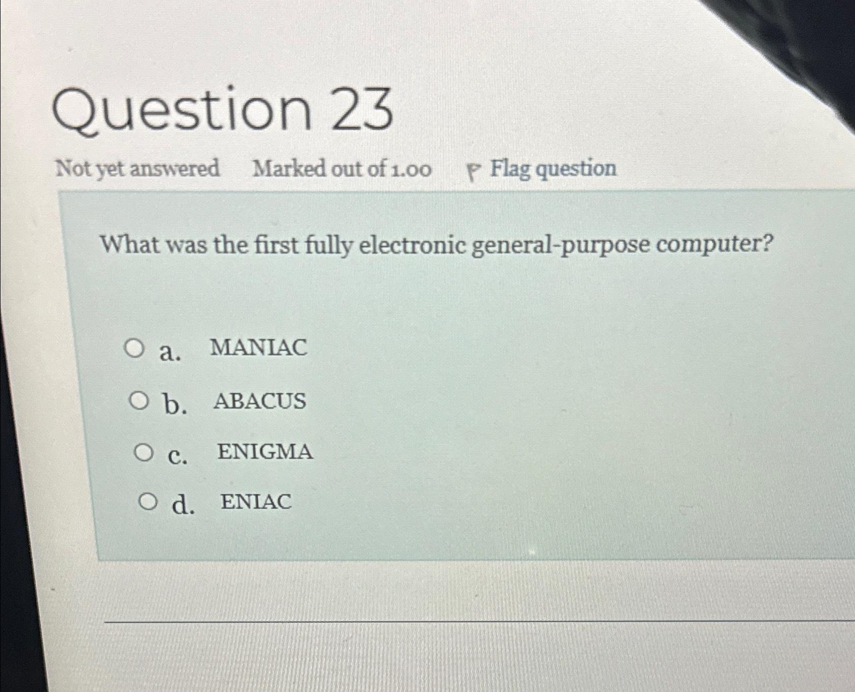 Solved Question 23Not yet answeredMarked out of 1.00P Flag | Chegg.com Solved Question 23Not yet answeredMarked out of 1.00P Flag | Chegg.com