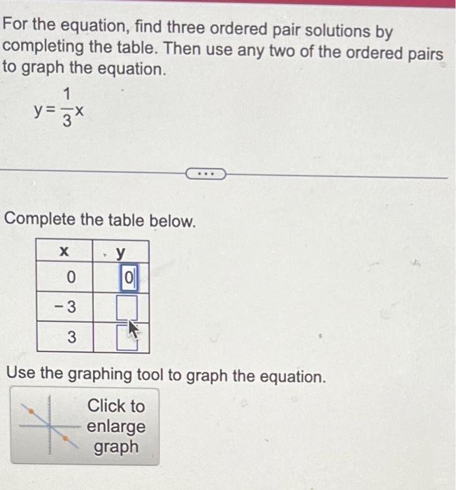 Solved For The Equation Find Three Ordered Pair Solutions