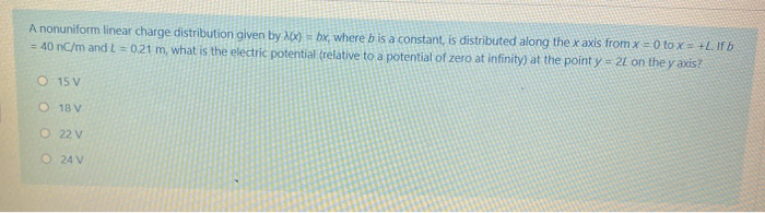 Solved A nonuniform linear charge distribution given by Ax) | Chegg.com