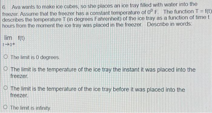 Solved 6. Ava wants to make ice cubes, so she places an ice | Chegg.com