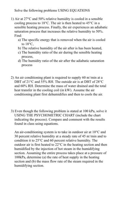 Solved Solve the following problems USING EQUATIONS 1) Air | Chegg.com