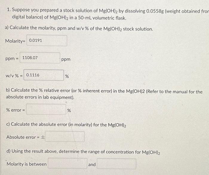 Part B Calculate Percent Errorpart C Calculate