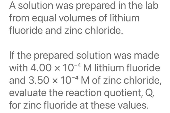 Solved A solution was prepared in the lab from equal volumes | Chegg.com