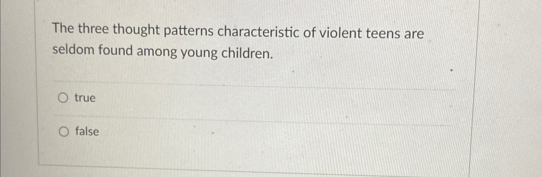 Solved The three thought patterns characteristic of violent | Chegg.com