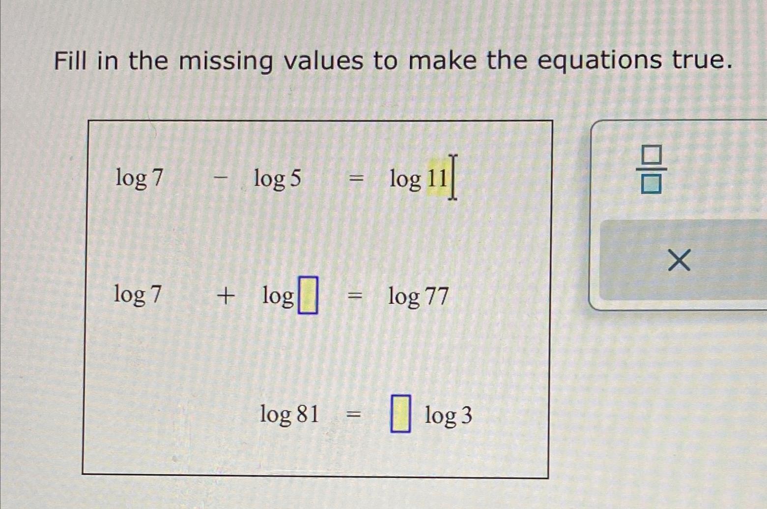 Fill in the missing values to make the equations | Chegg.com