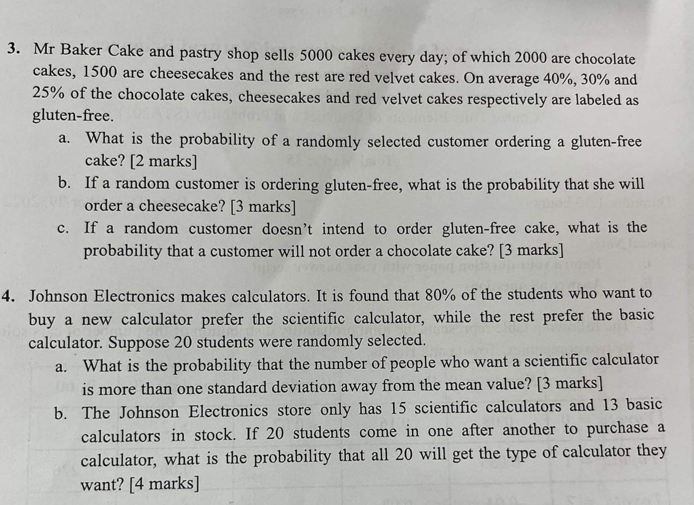 Solved 3. Mr Baker Cake and pastry shop sells 5000 cakes | Chegg.com