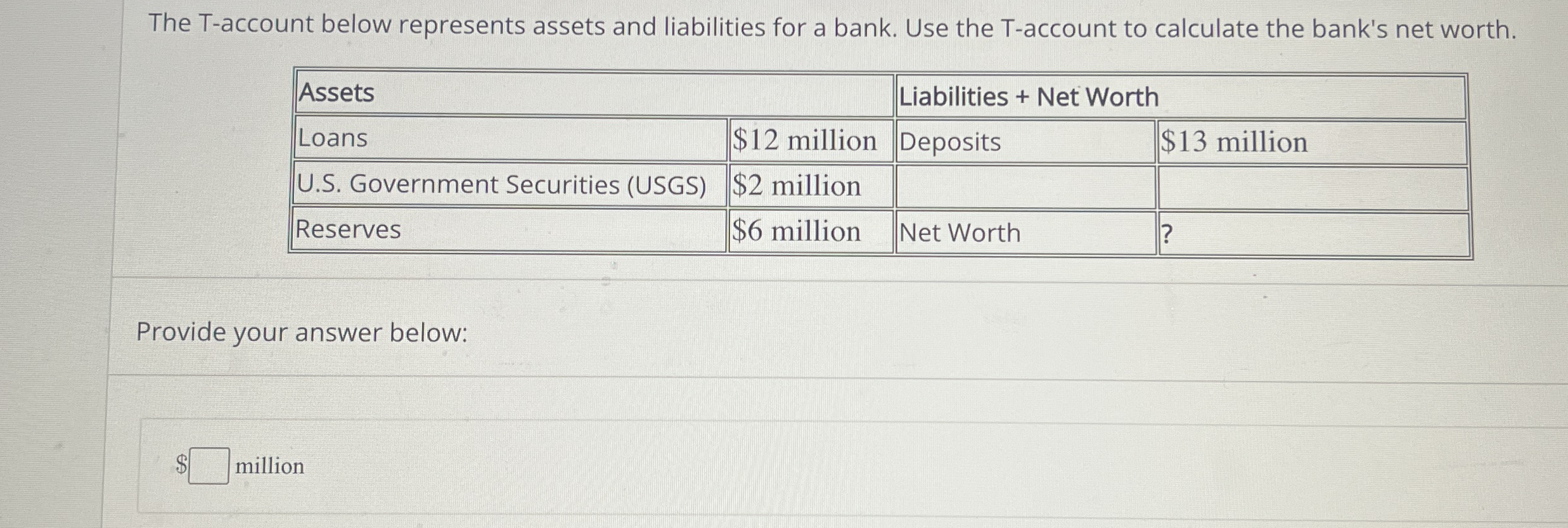 Solved The T-account below represents assets and liabilities | Chegg.com