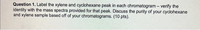 Solved Question 1. Label the xylene and cyclohexane peak in | Chegg.com