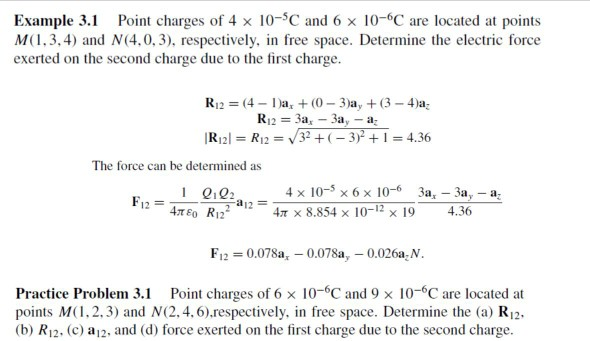 Solved Example 3.1 Point charges of 4 x 10-5C and 6 x 10-6C | Chegg.com