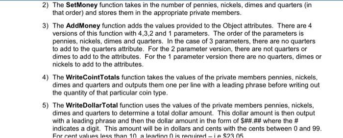 Solved Project 9 Description For this project a Money class | Chegg.com