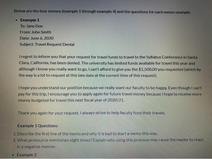 Solved Bad news memo analysis. This assignment is relates to | Chegg.com