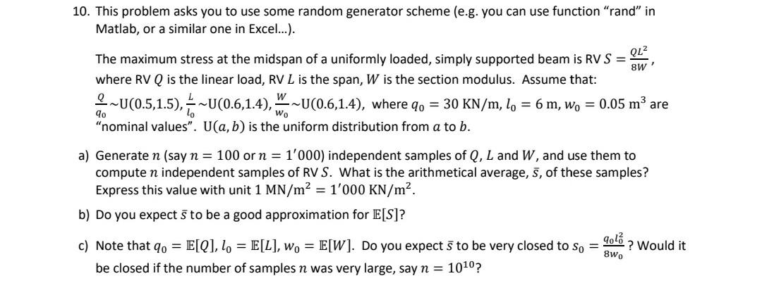 10. This problem asks you to use some random | Chegg.com