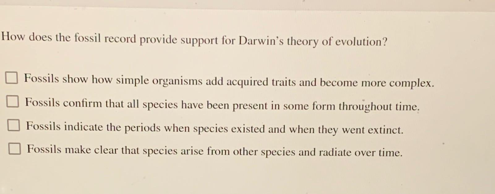 Solved How does the fossil record provide support for | Chegg.com
