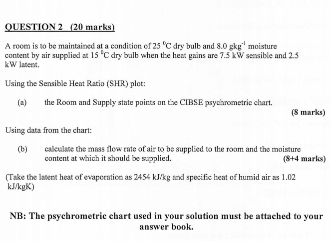 Solved QUESTION 2 (20 ﻿marks)A room is to be maintained at a | Chegg.com