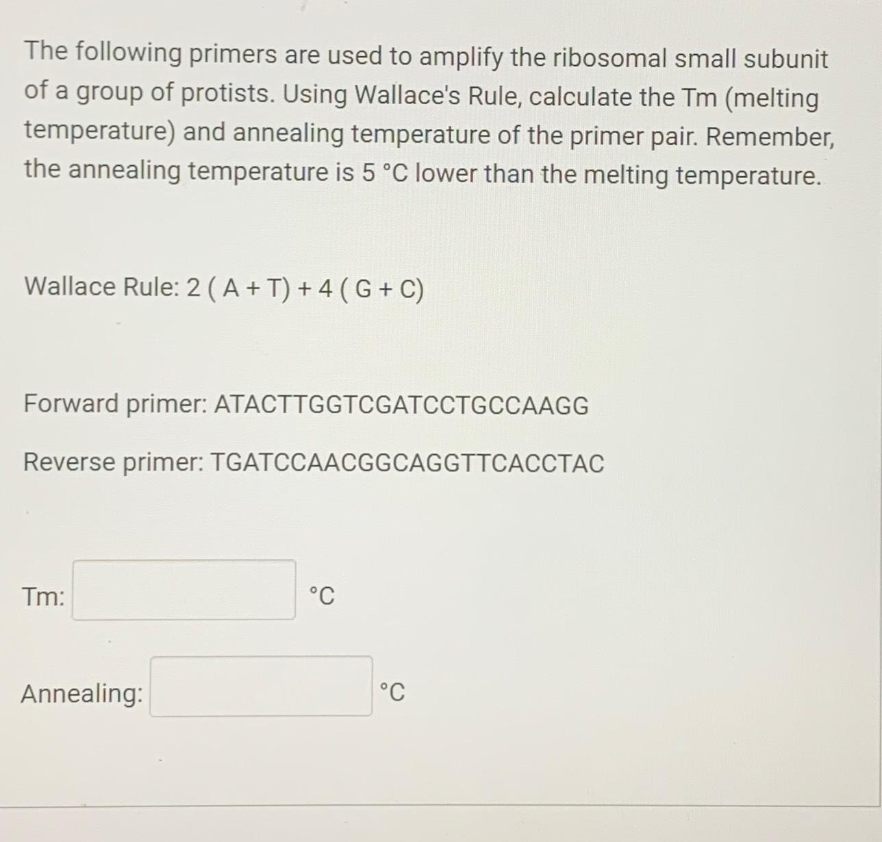Solved The following primers are used to amplify the | Chegg.com