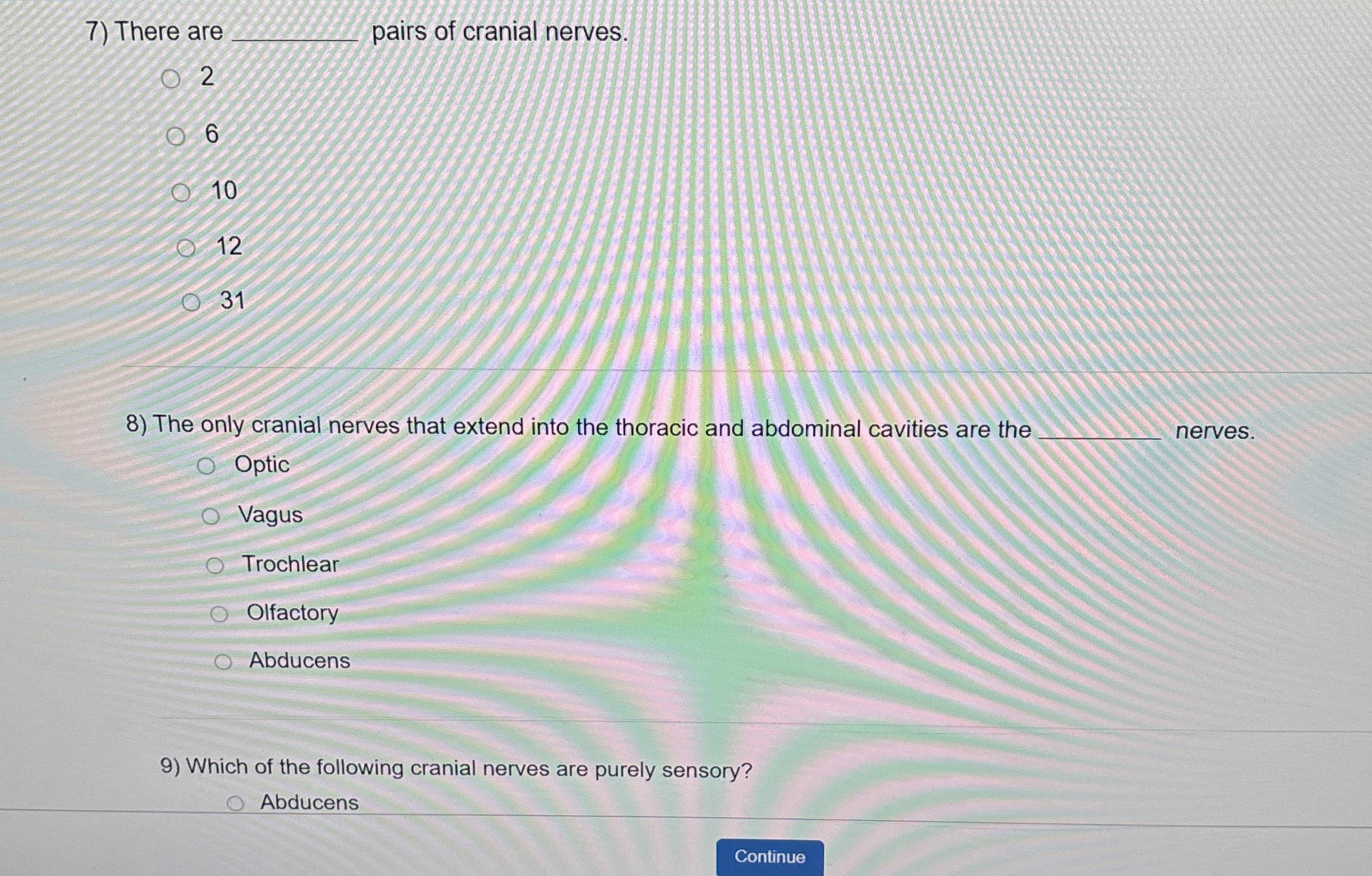 Solved There are q, ﻿pairs of cranial nerves.26101231The | Chegg.com