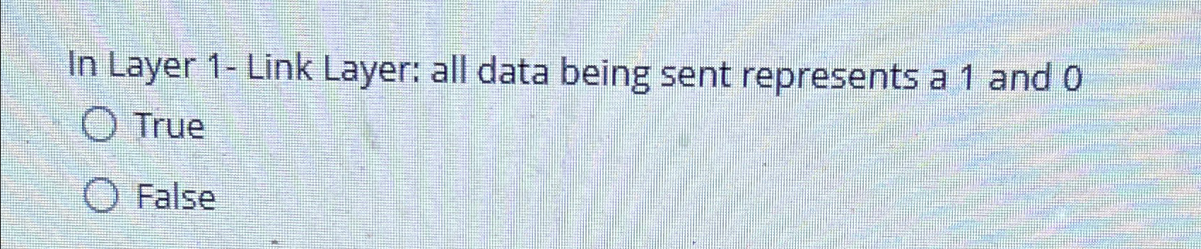 Solved In Layer 1- ﻿Link Layer: all data being sent | Chegg.com