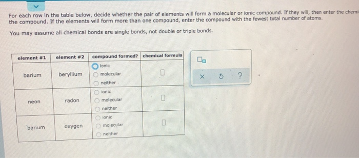 Solved For each row in the table below, decide whether the | Chegg.com