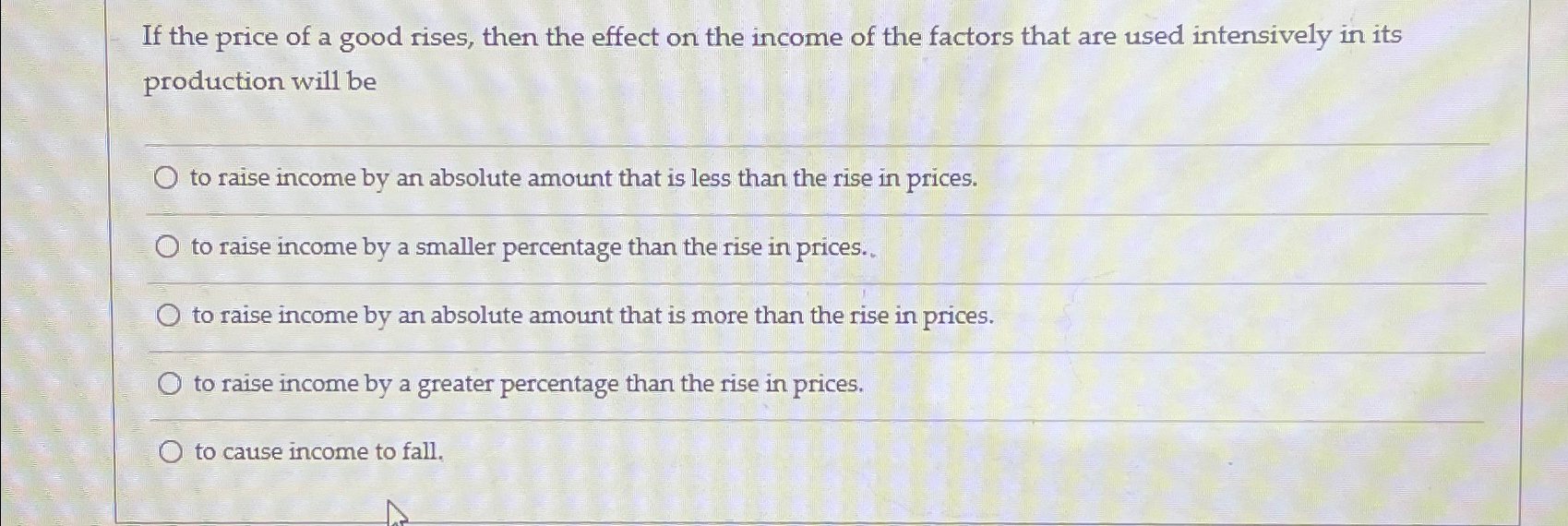 Solved If the price of a good rises, then the effect on the | Chegg.com
