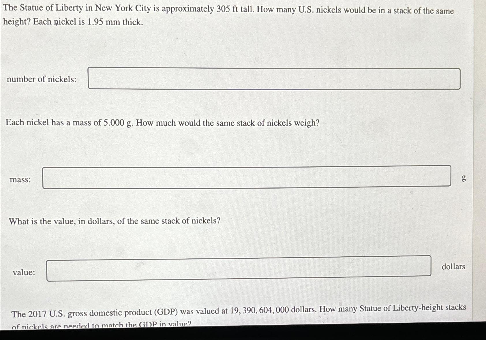 Solved The Statue of Liberty in New York City is | Chegg.com