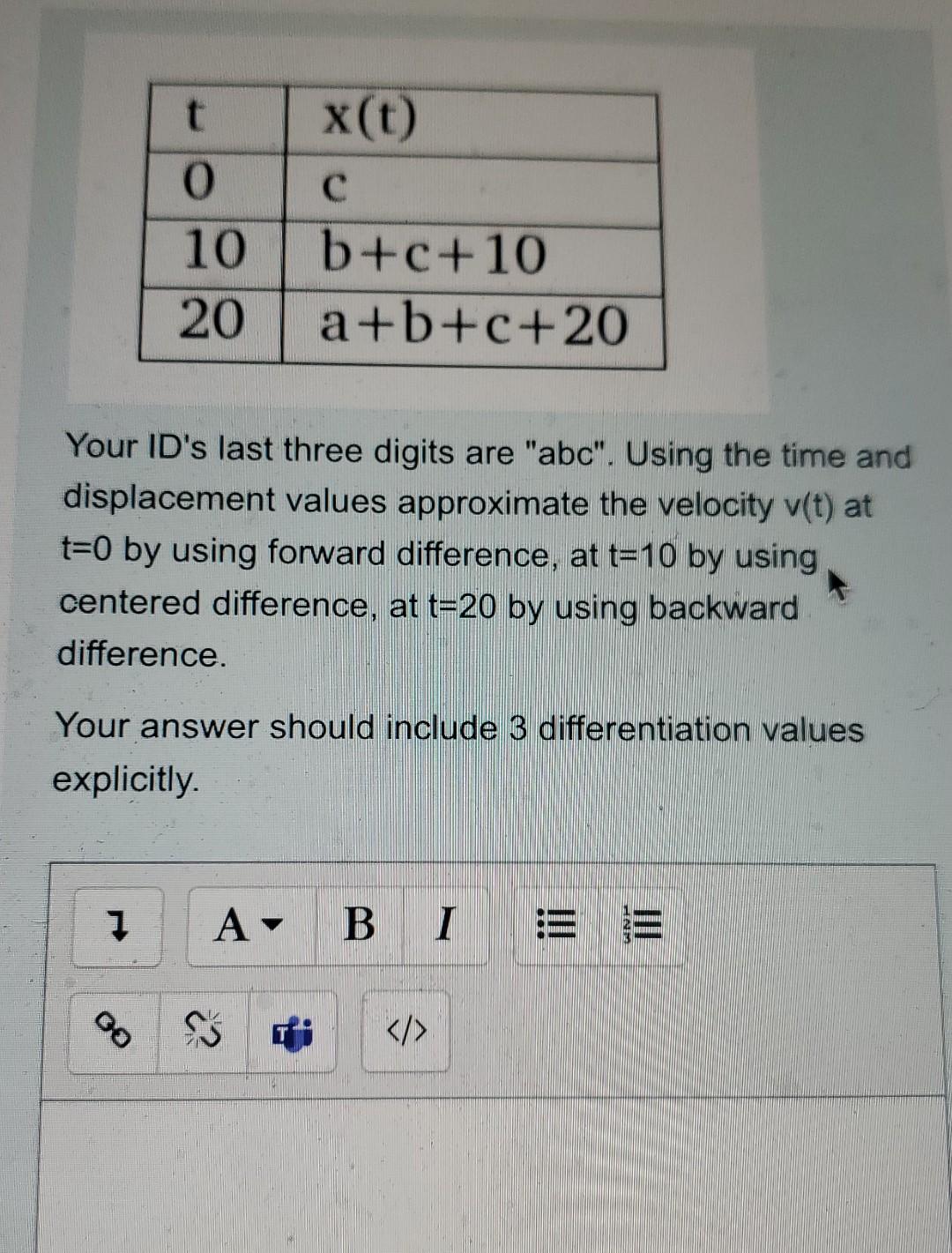 Solved Your ID's last three digits are "abc". Using the time | Chegg.com