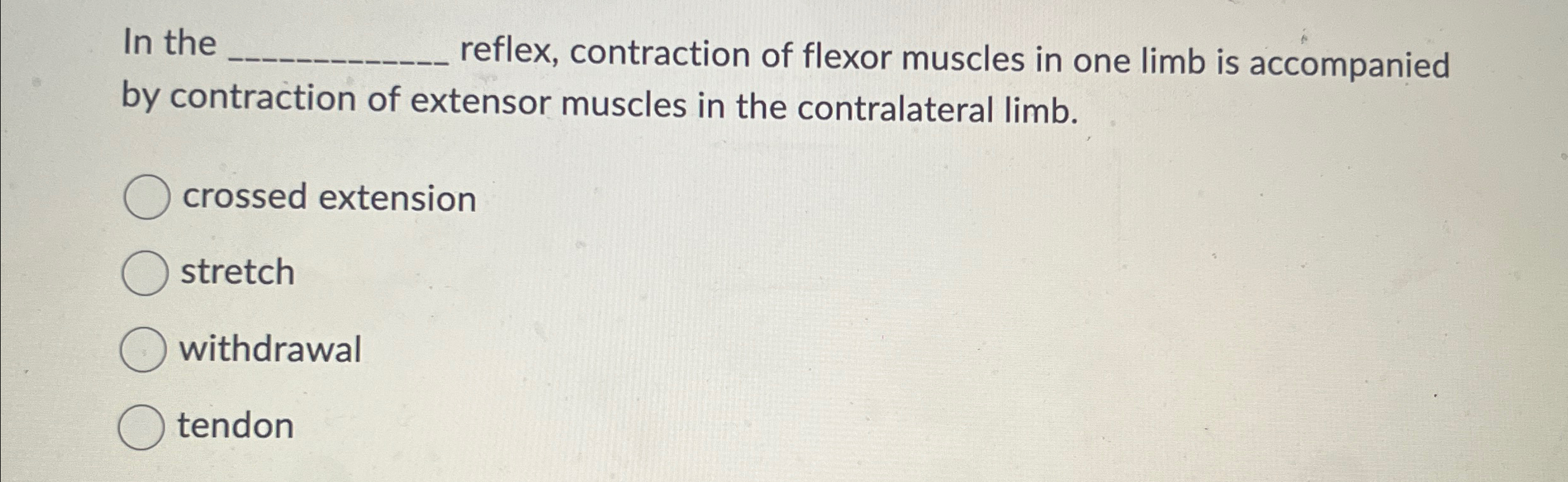 Solved In the q, ﻿reflex, contraction of flexor muscles in | Chegg.com
