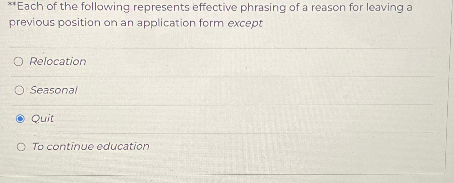 Solved **Each of the following represents effective phrasing | Chegg.com