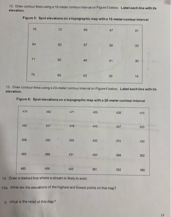 12. Draw contour lines using a 10-meter contour | Chegg.com
