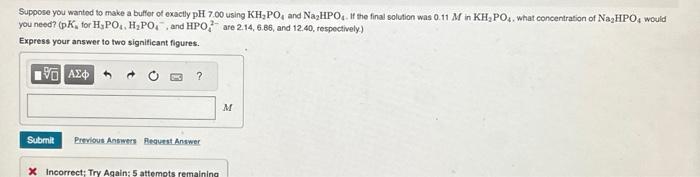 Solved Suppose you wantod to make a buffer of exactly pH7.00 | Chegg.com